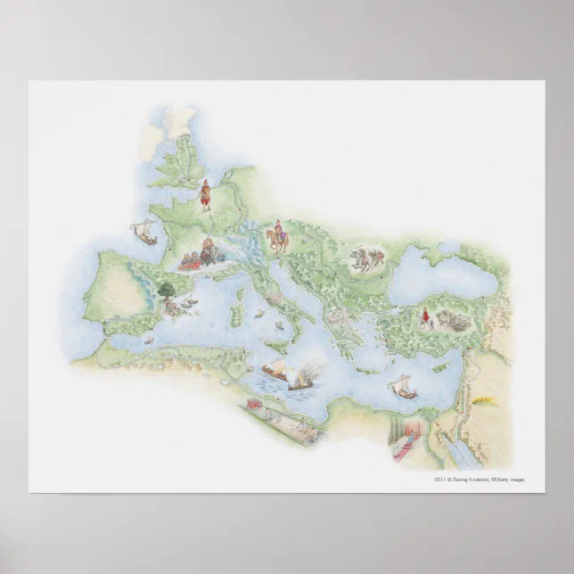 Illustrated map of Roman Empire Poster | Zazzle