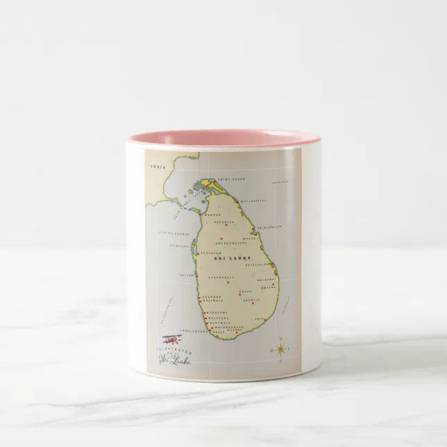 Illustrated map of Sri Lanka Two-Tone Coffee Mug | Zazzle