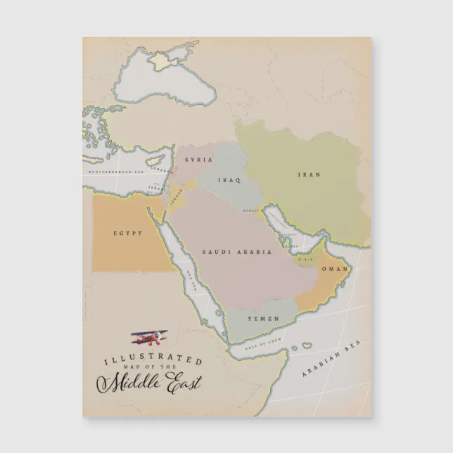 Illustrated map of the Middle East. | Zazzle