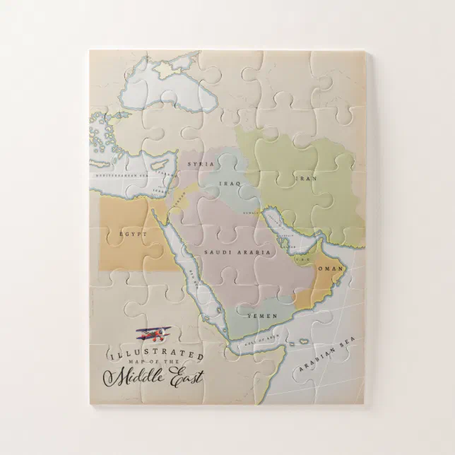 Illustrated map of the Middle East. Jigsaw Puzzle | Zazzle