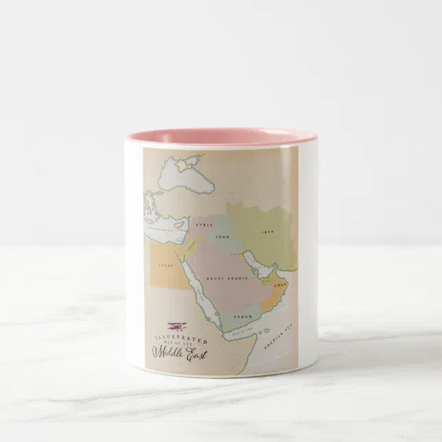 Illustrated map of the Middle East. Two-Tone Coffee Mug | Zazzle
