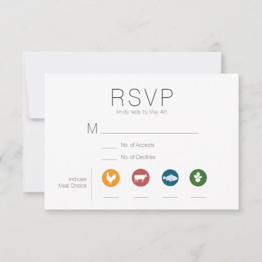 Illustrated Meal Choice RSVP Card | Zazzle