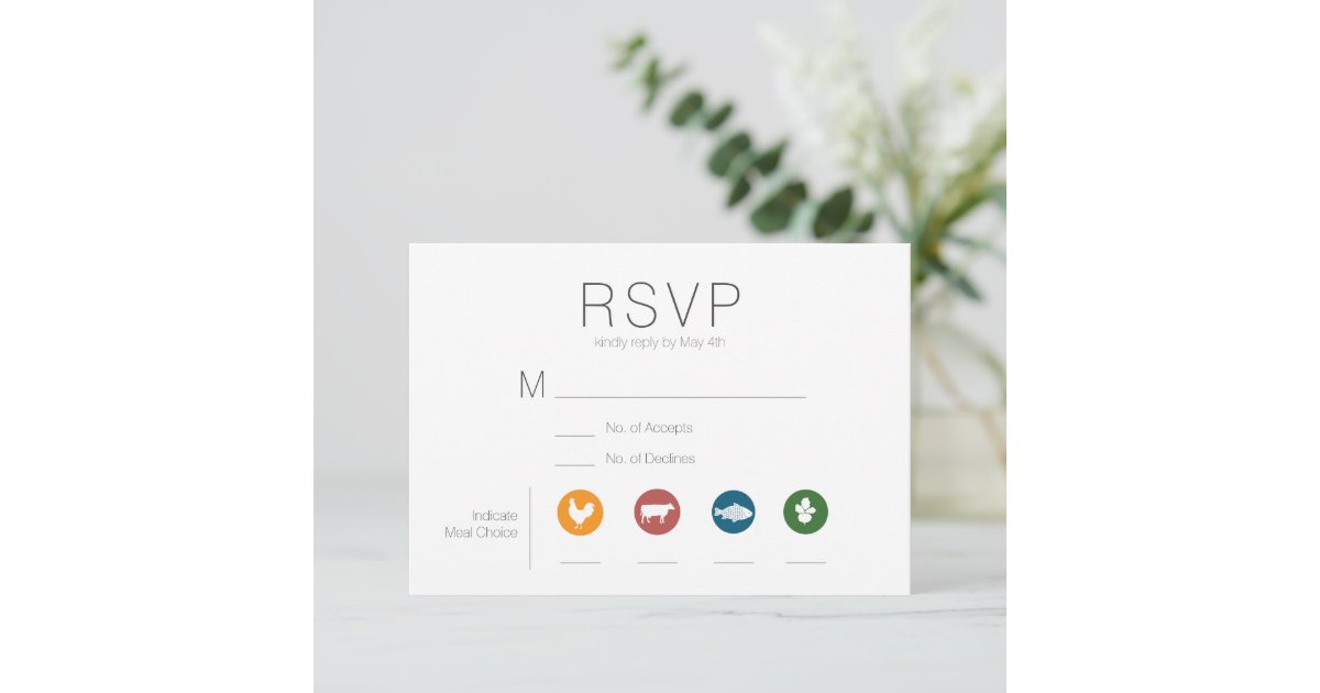 Illustrated Meal Choice RSVP Card | Zazzle