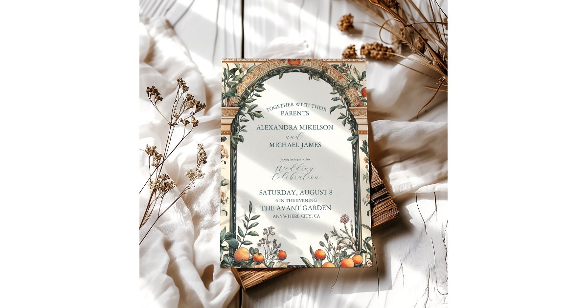 Illustrated Mediterranean Wedding Invitation | Zazzle