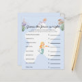 Illustrated Mermaid Baby Shower Game | Zazzle