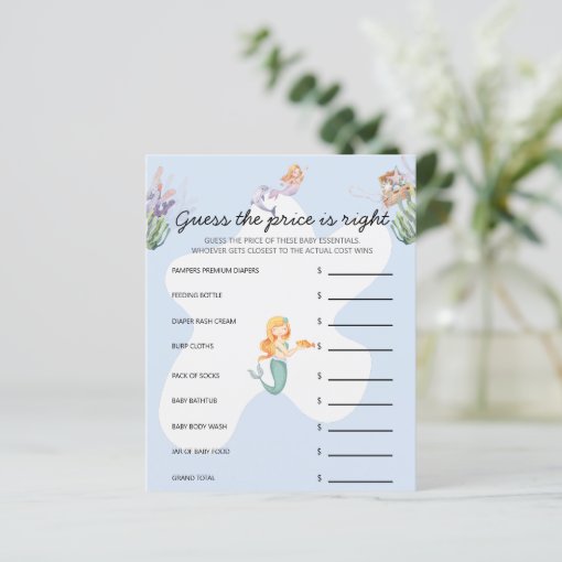 Illustrated Mermaid Baby Shower Game | Zazzle