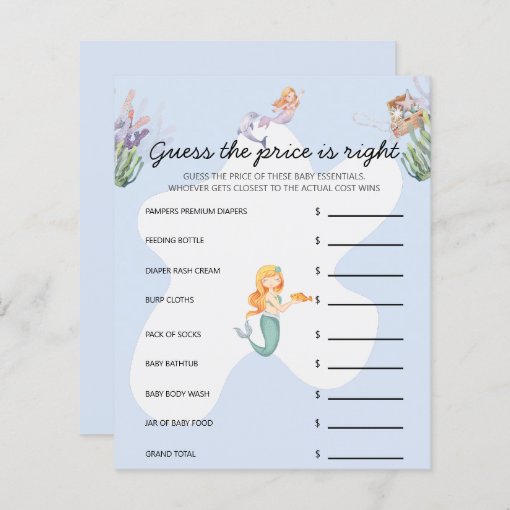 Illustrated Mermaid Baby Shower Game | Zazzle