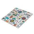 Illustrated music objects ceramic tile | Zazzle