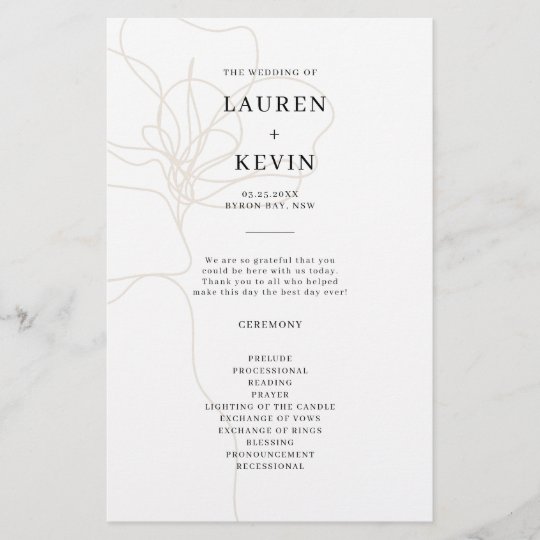 Illustrated Rose Wedding Ceremony Program | Zazzle.com