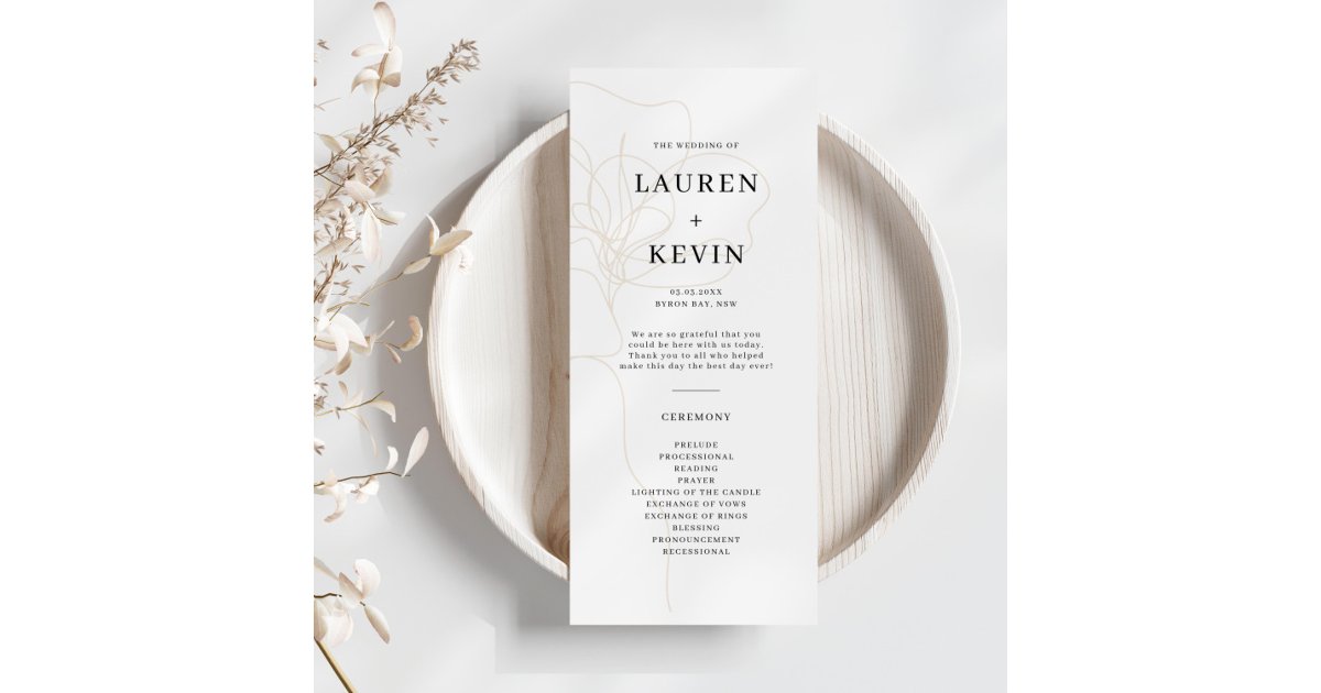 Illustrated Rose Wedding Ceremony Program | Zazzle