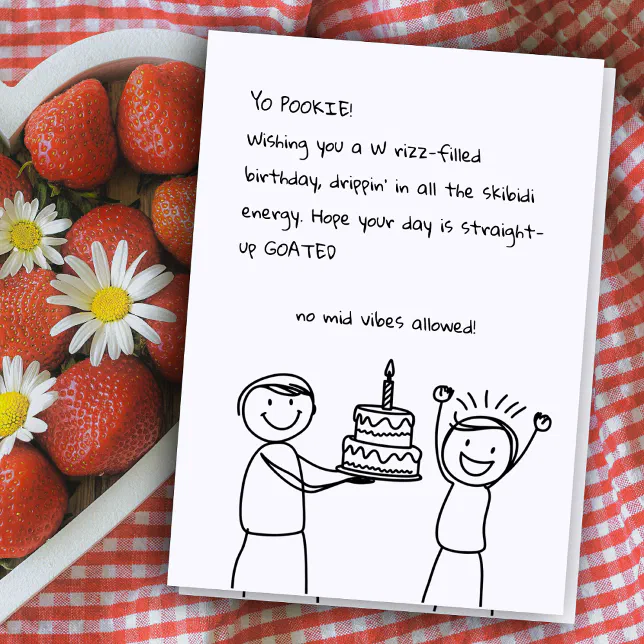 Illustrated Sketch GenZ Rizz Funny Birthday slang Card | Zazzle