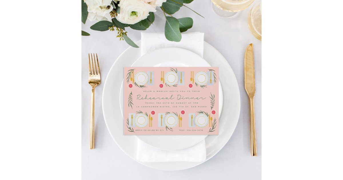 Illustrated Table Rehearsal Dinner Invitation | Zazzle