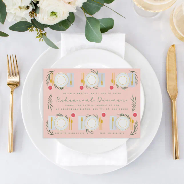 Illustrated Table Rehearsal Dinner Invitation | Zazzle