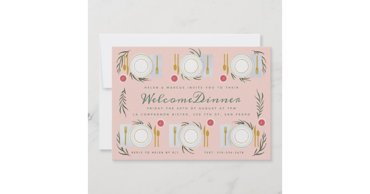 Illustrated Table Welcome Dinner Invitation | Zazzle