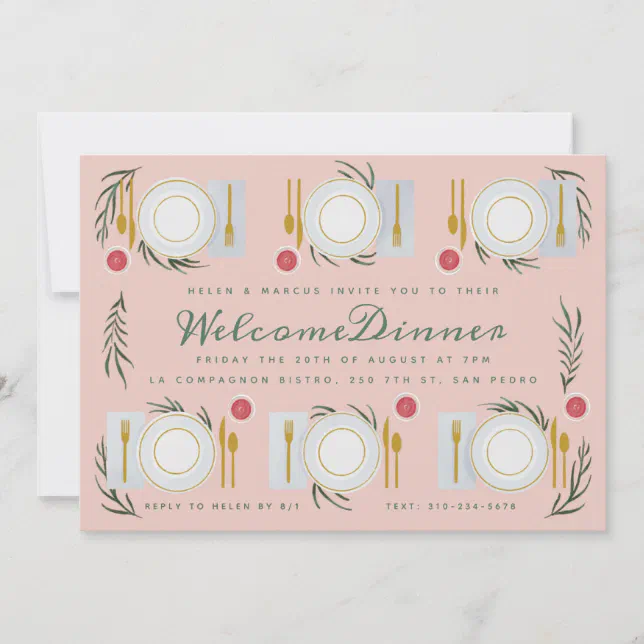 Illustrated Table Welcome Dinner Invitation | Zazzle