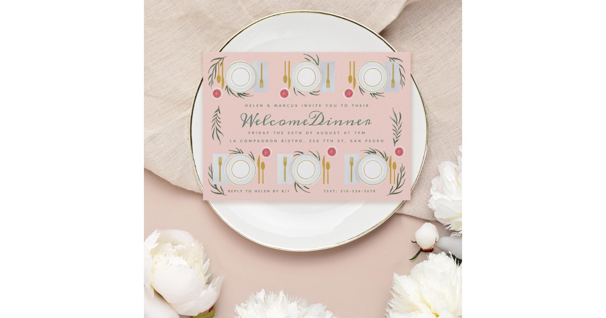 Illustrated Table Welcome Dinner Invitation | Zazzle