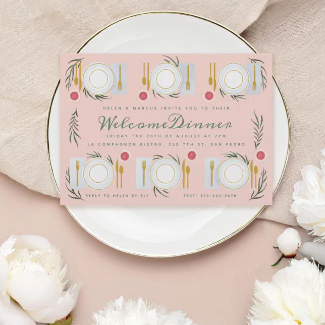 Illustrated Table Welcome Dinner Invitation | Zazzle