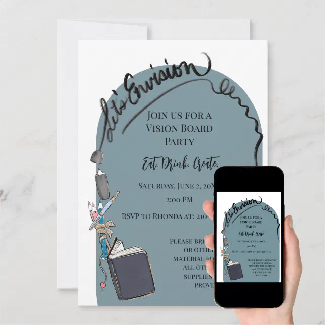 Illustrated Vision Board Party Invitation | Zazzle