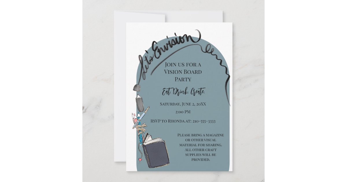 Illustrated Vision Board Party Invitation | Zazzle