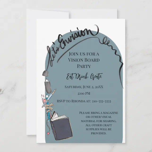 Illustrated Vision Board Party Invitation | Zazzle