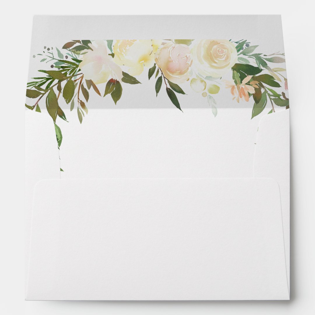 Illustrated Watercolor Floral Wedding Invitation Envelope | Zazzle