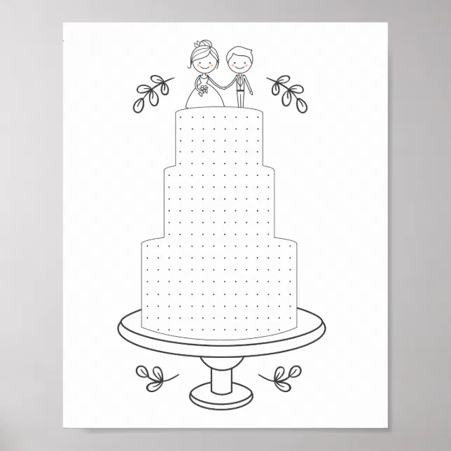 Illustrated wedding activity dot game poster | Zazzle