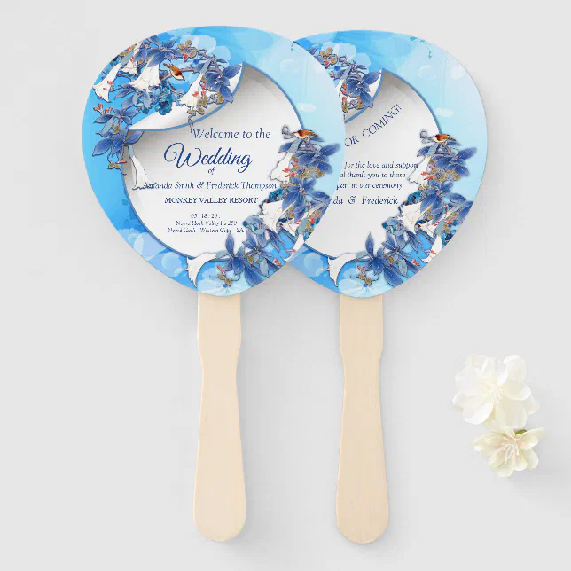 Illustrated White Watercolor Moon flower Hand Fan | Zazzle