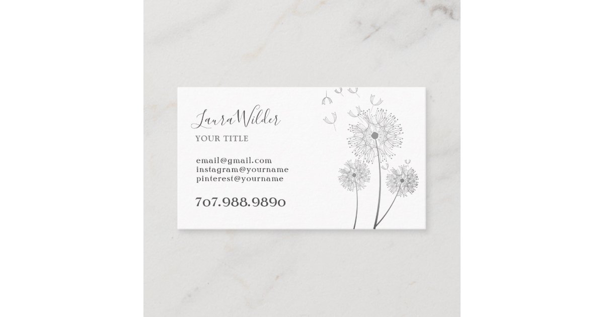 Illustrated Wind Blown Flowers Business Card | Zazzle
