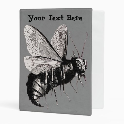 Illustration Big Gothic Bee Stinger Skull Wings Mini Binder | Zazzle