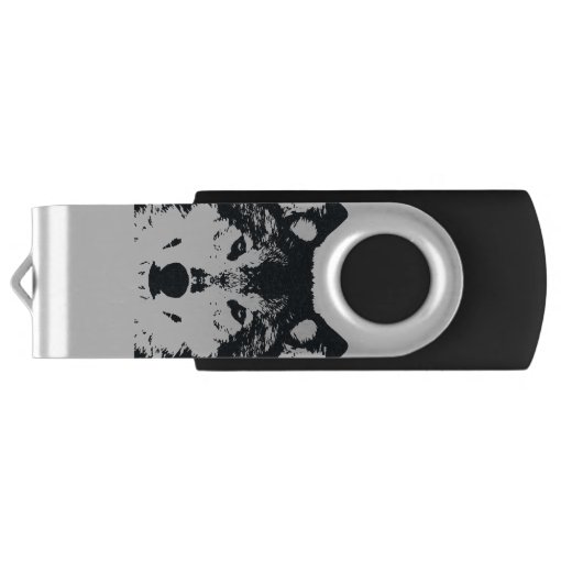 Illustration Black Wolf Flash Drive | Zazzle