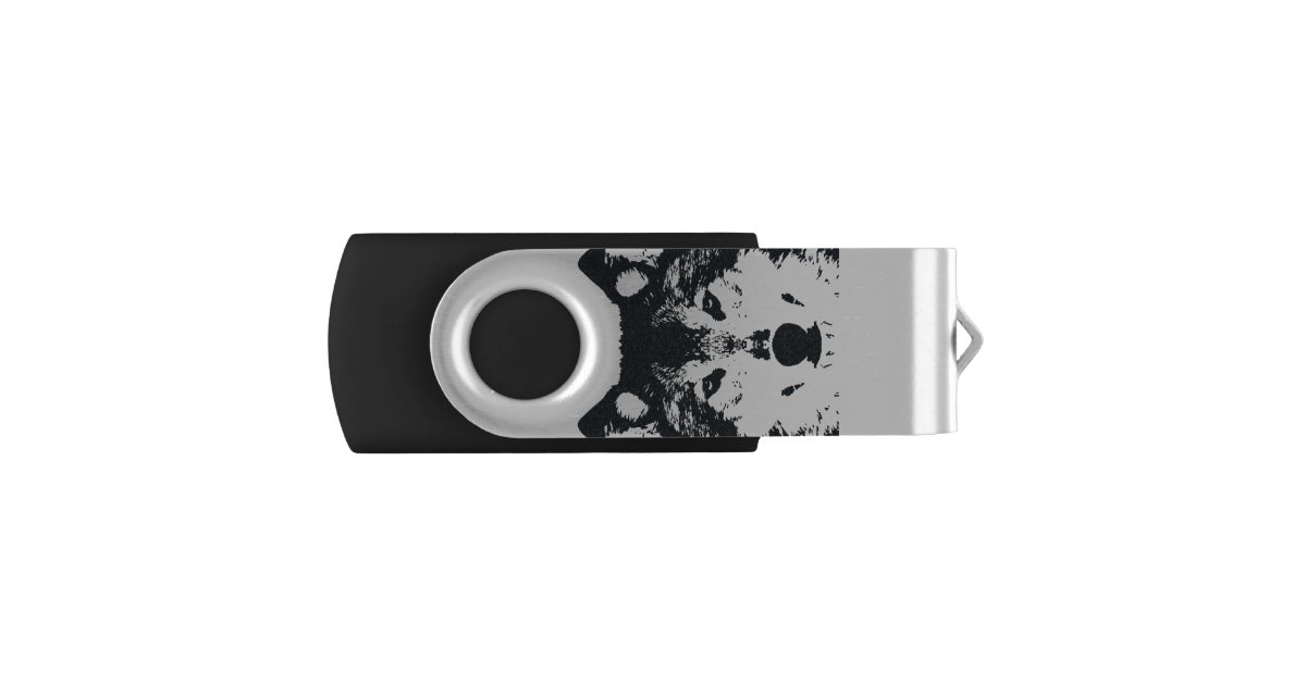 Illustration Black Wolf Flash Drive | Zazzle