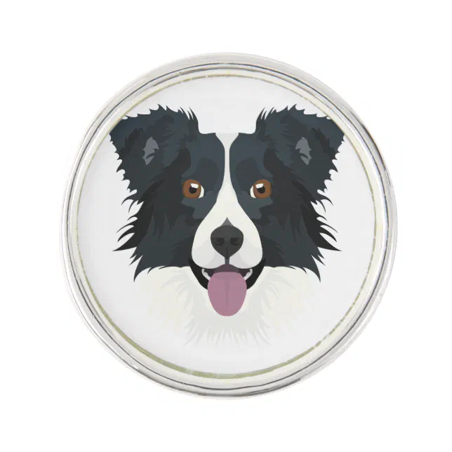 Illustration Border Collie Lapel Pin | Zazzle