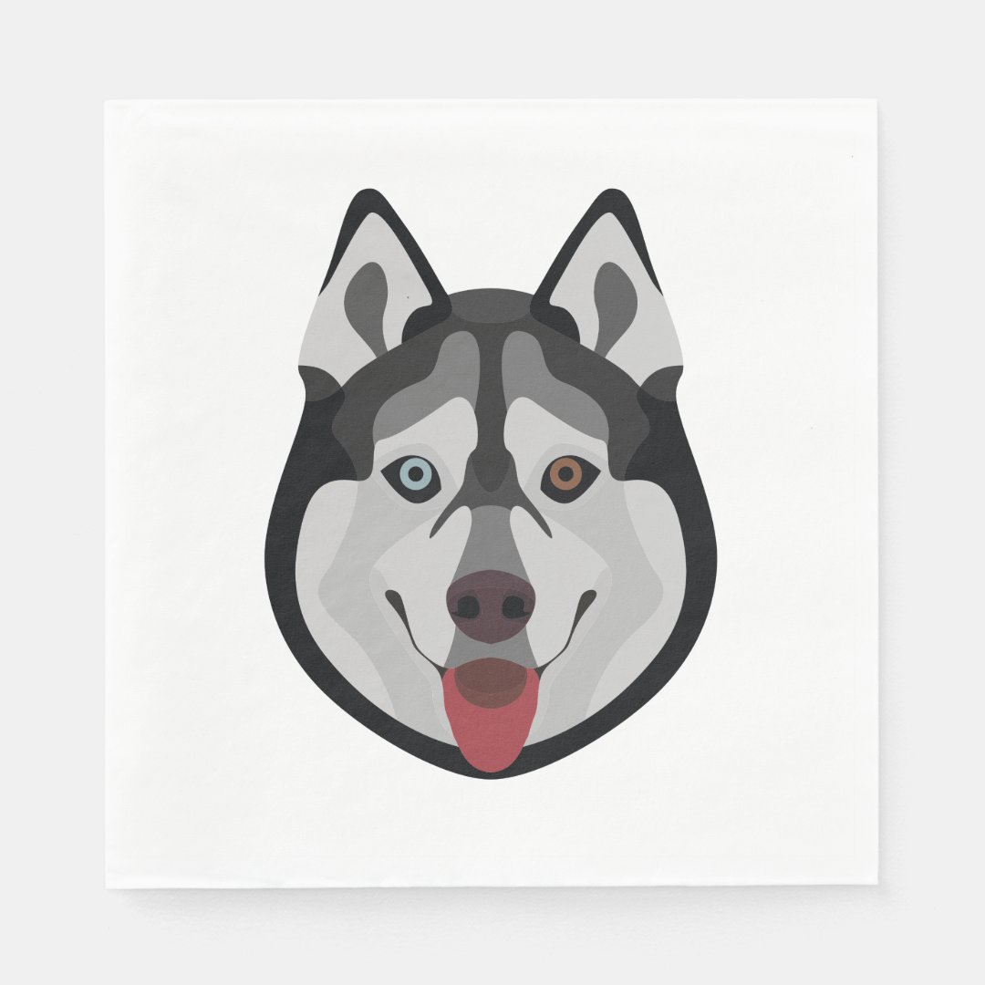 Illustration dogs face Siberian Husky Paper Napkins | Zazzle