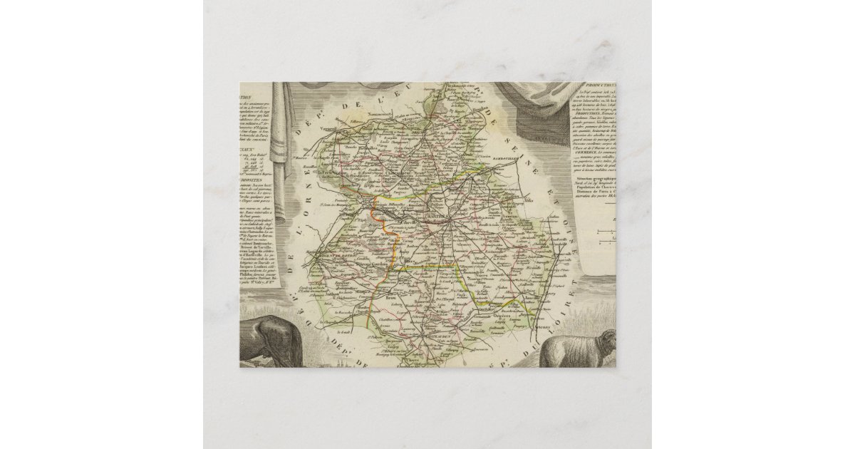 Illustration maps postcard | Zazzle