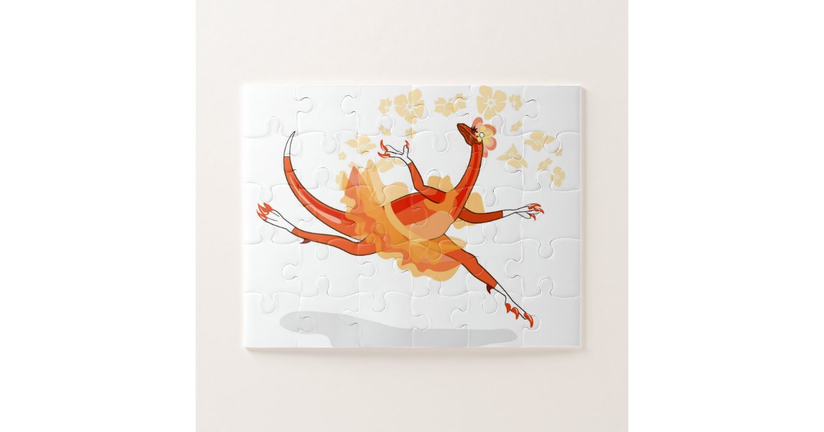 Illustration Of A Ballerina Dancing Raptor. 2 Jigsaw Puzzle | Zazzle