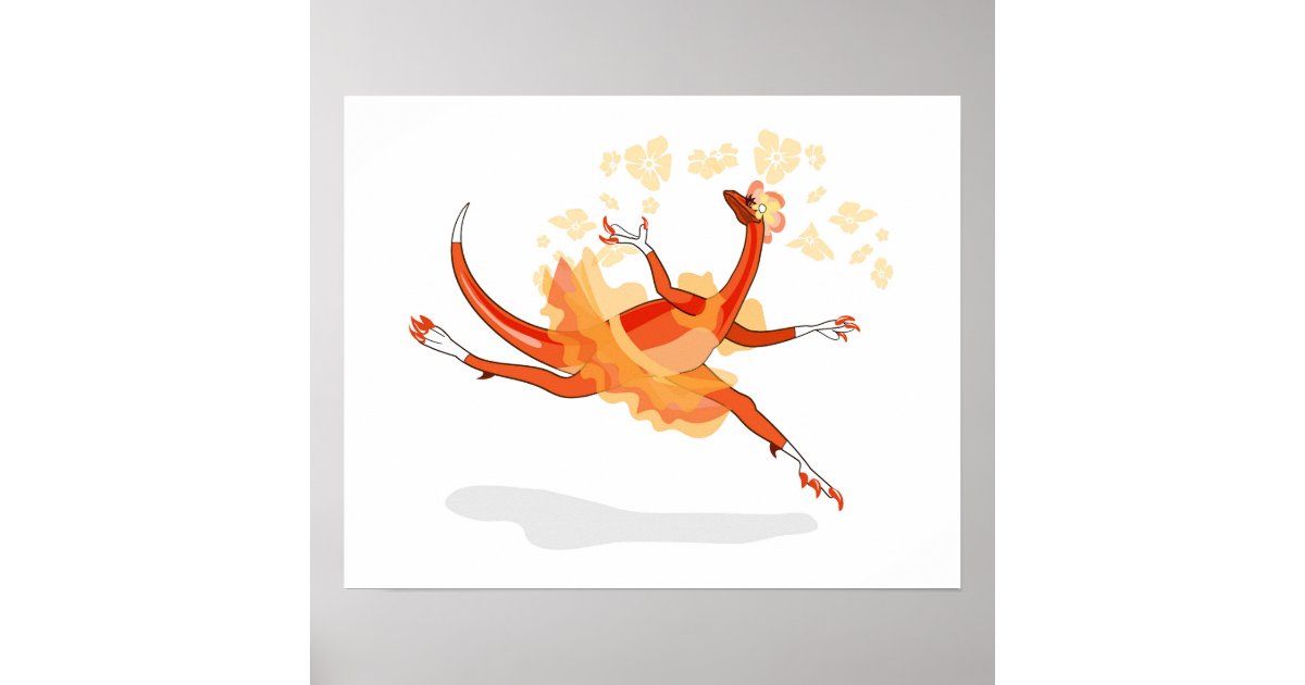 Illustration Of A Ballerina Dancing Raptor. 2 Poster | Zazzle
