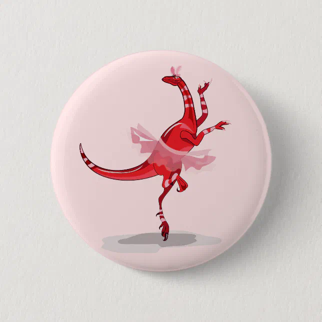 Illustration Of A Ballerina Dancing Raptor. Button | Zazzle