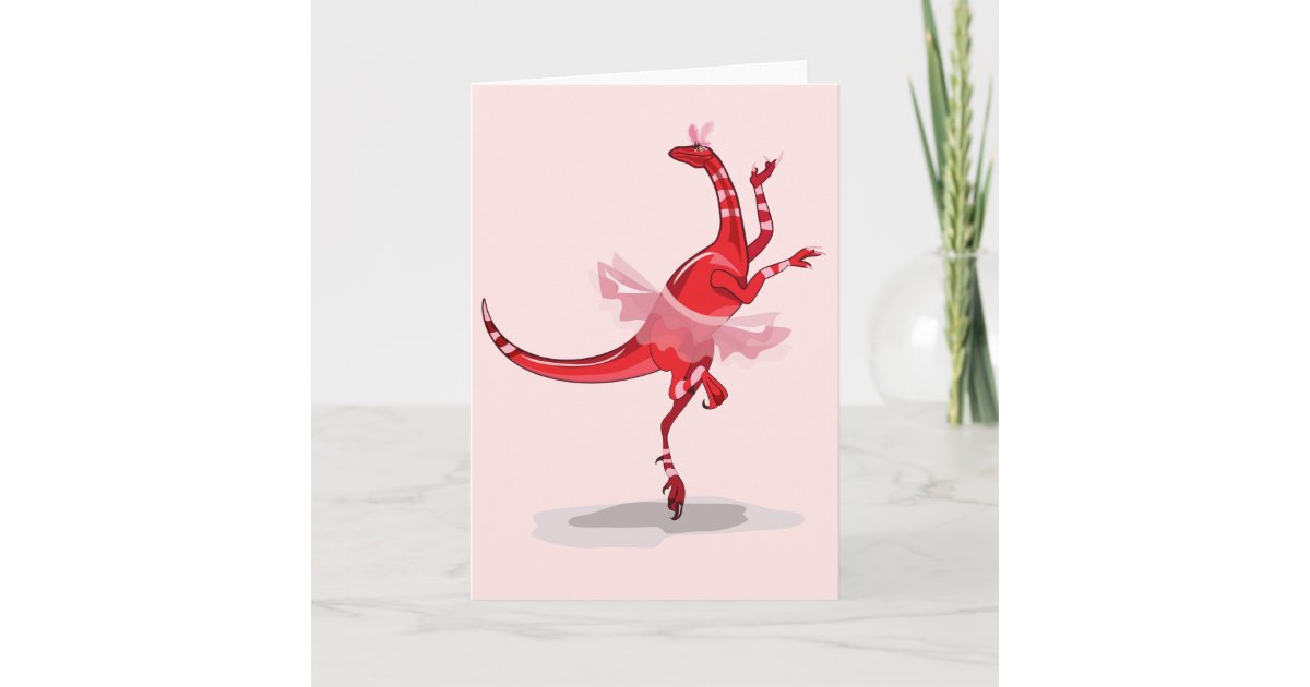 Illustration Of A Ballerina Dancing Raptor. Card | Zazzle