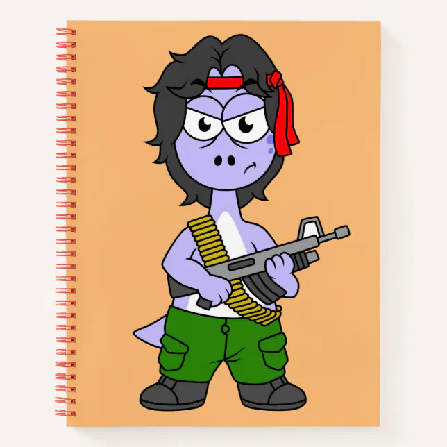 Illustration Of A Brontosaurus Dressed As Rambo. Notebook | Zazzle