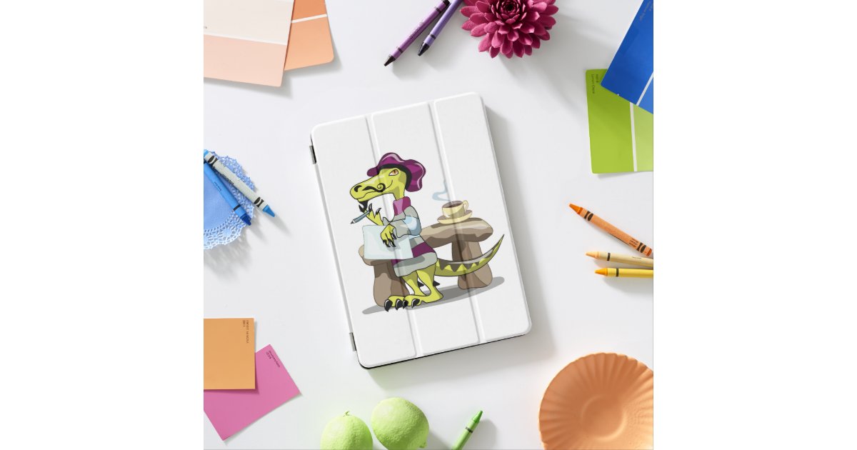 Illustration Of A Cartoon Raptor Poet Thinking. iPad Air Cover | Zazzle