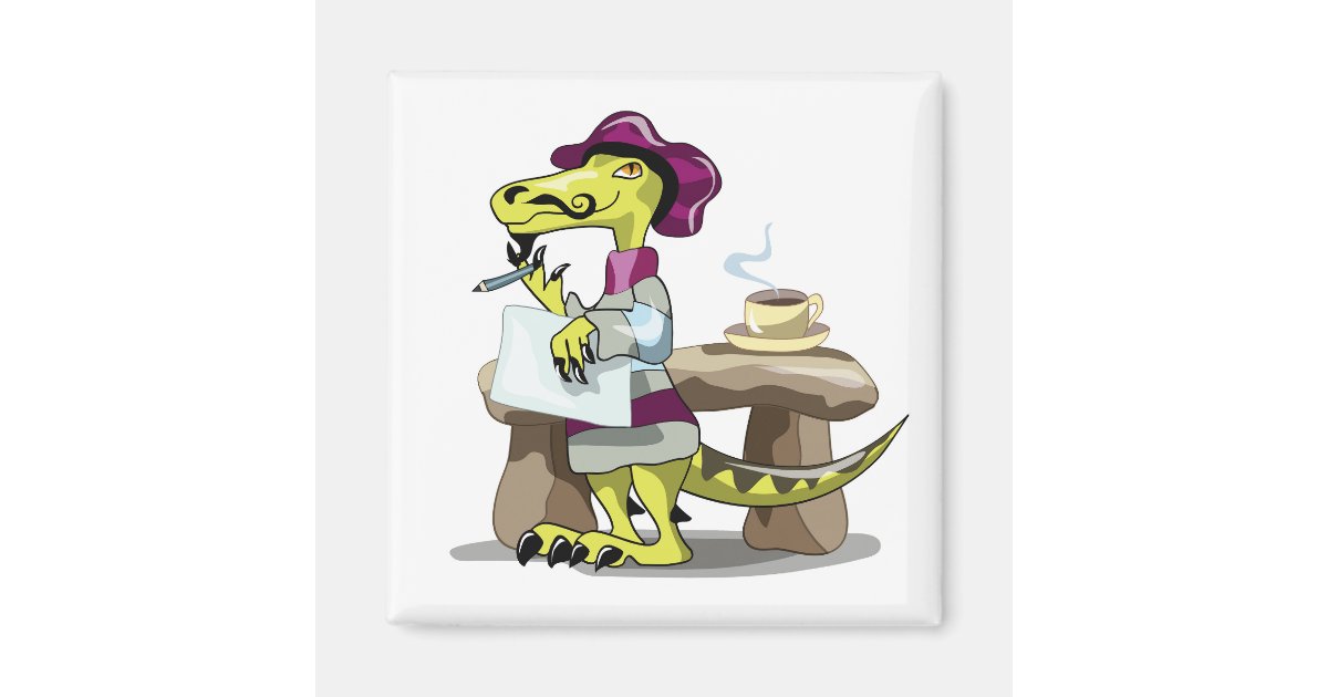 Illustration Of A Cartoon Raptor Poet Thinking. Magnet | Zazzle