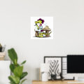 Illustration Of A Cartoon Raptor Poet Thinking. Poster | Zazzle