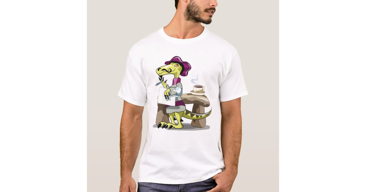 Illustration Of A Cartoon Raptor Poet Thinking. T-Shirt | Zazzle