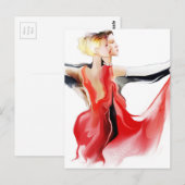 Illustration of a couple dancing tango postcard | Zazzle