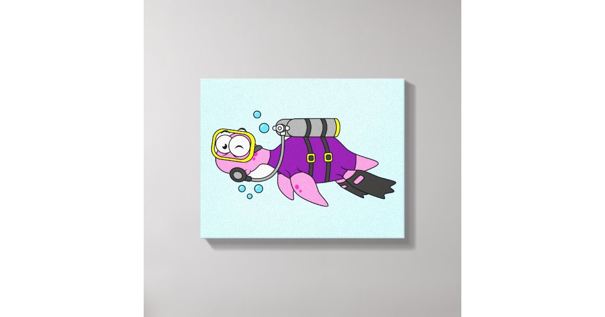 Illustration Of A Loch Ness Monster Scuba Diver. Canvas Print | Zazzle