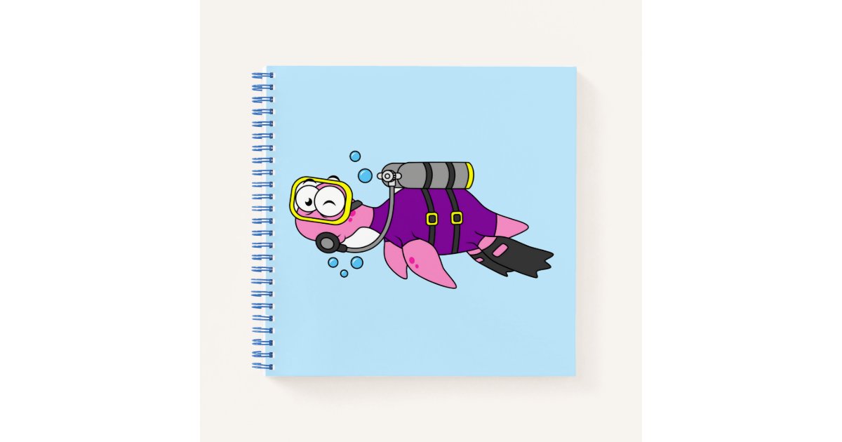 Illustration Of A Loch Ness Monster Scuba Diver. Notebook | Zazzle