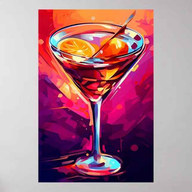 Illustration of a Martini ArtPrint Poster Wall Art | Zazzle