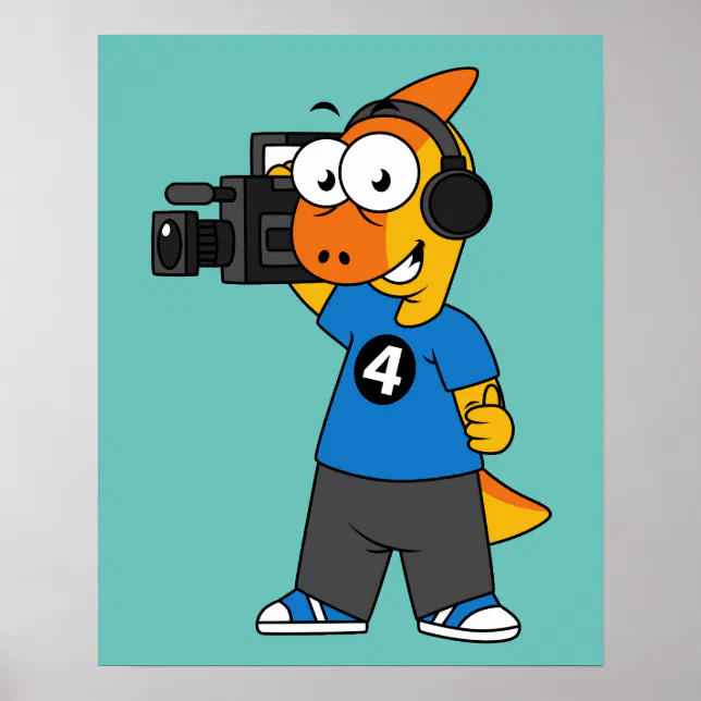 Illustration Of A Parasaurolophus Camera Operator. Poster | Zazzle