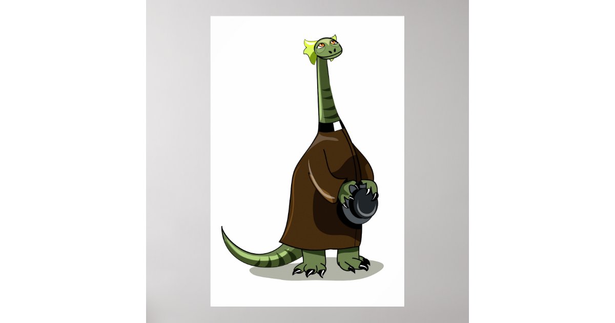 Illustration Of A Plateosaurus Dressed As A Priest Poster | Zazzle