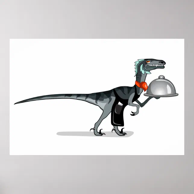Illustration Of A Raptor Food Waiter. Poster | Zazzle